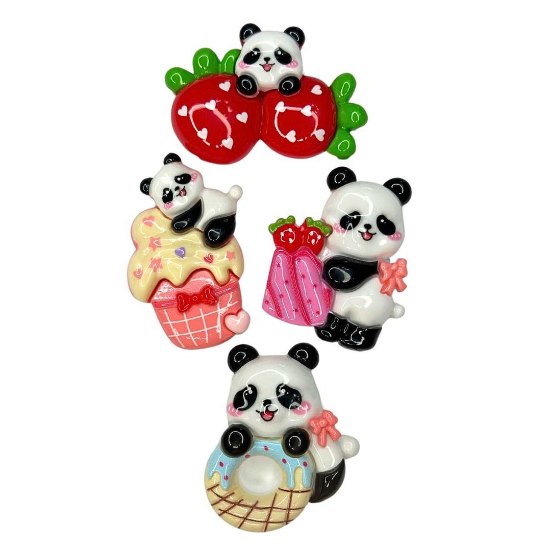 Strawberry Panda Big Charms, DIY Charms, Resin Charm, Kawaii, Kawaii ...