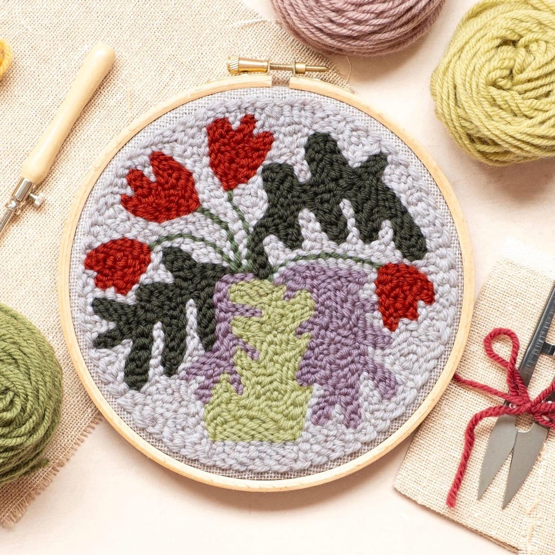 Beginner Punch Needle Kit | Crafting Kit | Stylized Flowers | Full ...