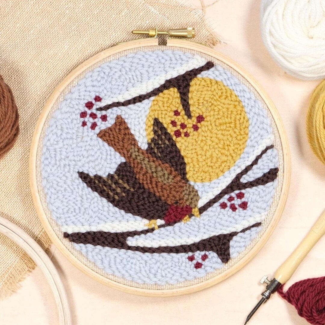 Beginner Punch Needle Kit | Crafting Kit | Winter Bird | Robin in Snow ...