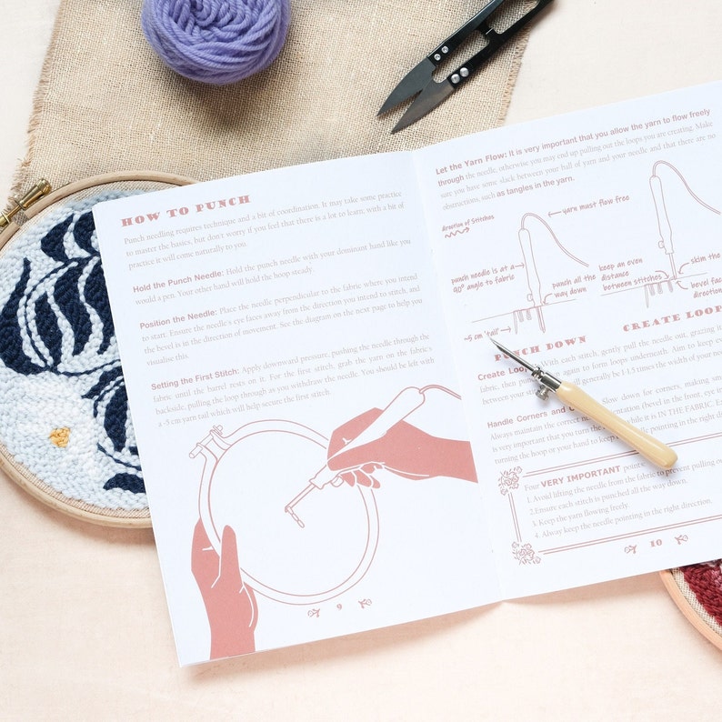 Beginner Punch Needle Kit | Crafting Kit | Roses in Vase Flower Design ...