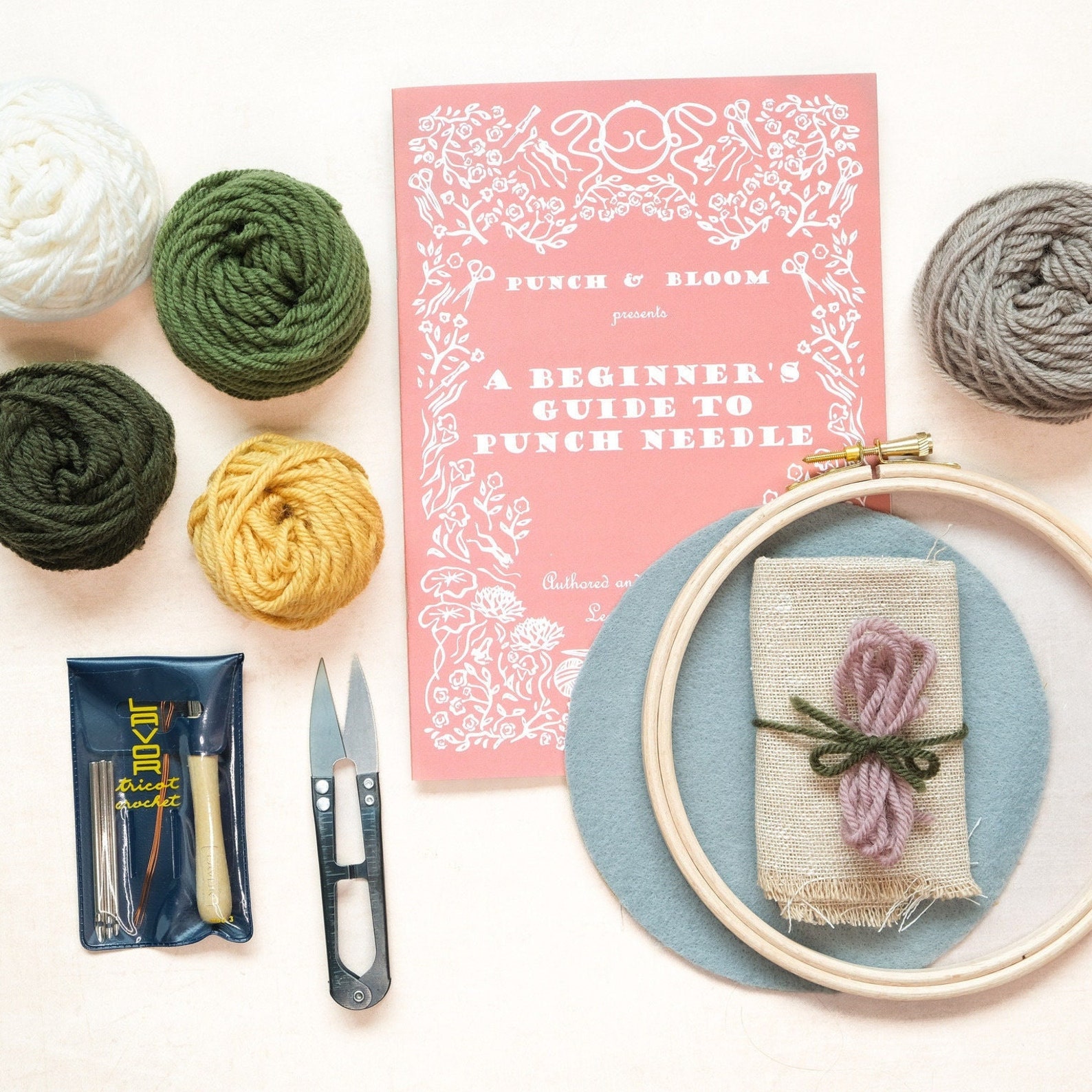 Beginner Punch Needle Kit | Crafting Kit | Roses in Vase Flower Design ...