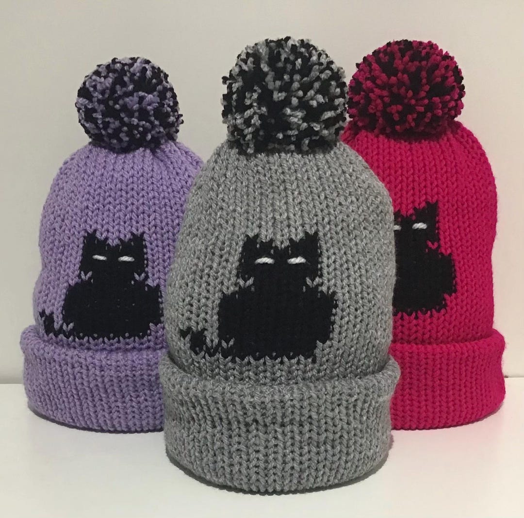 Adults Kids Cat Design Beanie Double Layer Handmade Adorable Animal Hat ...