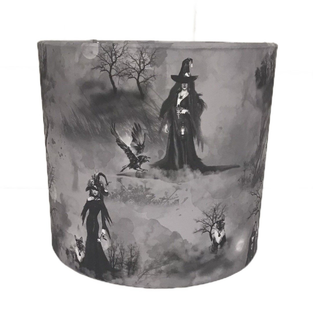 SALE Spooky Gothic Witch Ceiling Shade 8 20cm 100% Cotton Fabric Shade ...