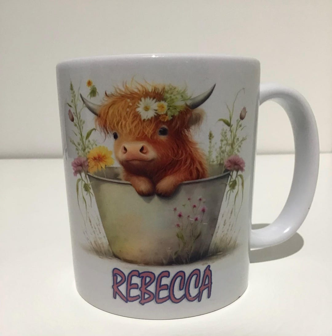 Personalised Highland Calf Cow Ceramic Mug Free Shipping - Etsy