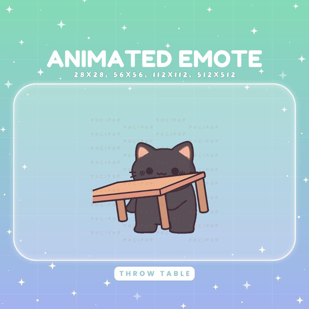 Cat Black Throw Table Emote Twitch, Animated Mad Emotes Angry Streaming ...