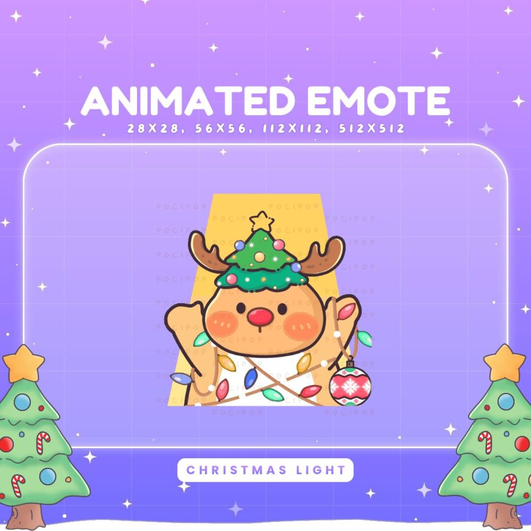 Reindeer Christmas Light Emote Twitch, Animated Funny Lamp Xmas Emotes ...