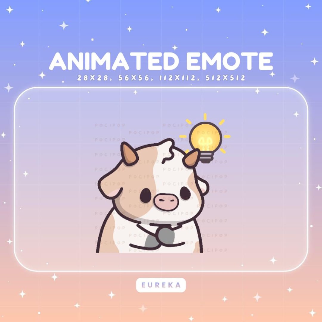 Cow Twitch Emotes Animated, Light Bulb Emote Animation Aha Alert ...