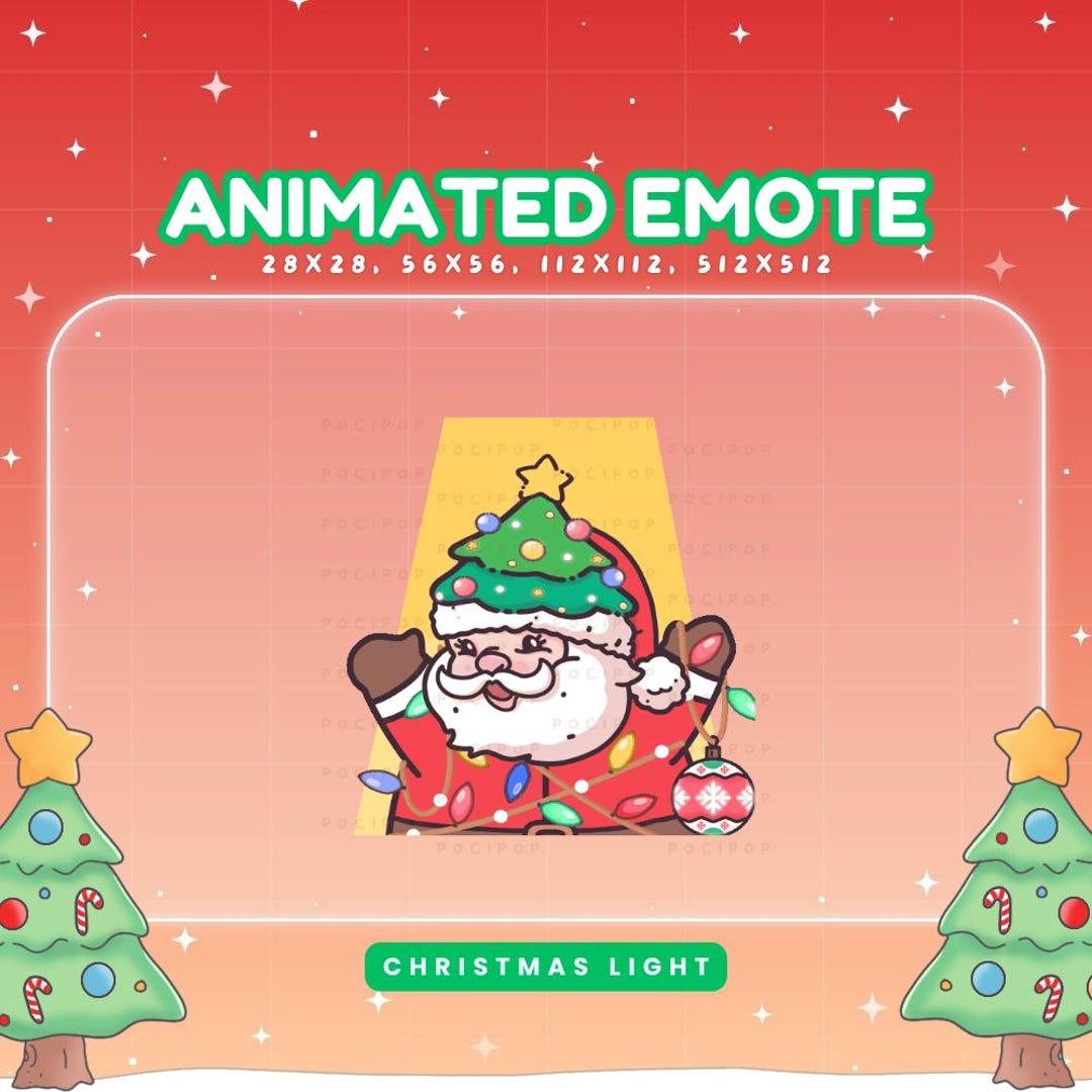 Santa Christmas Light Emote Twitch, Animated Funny Lamp Xmas Emotes ...