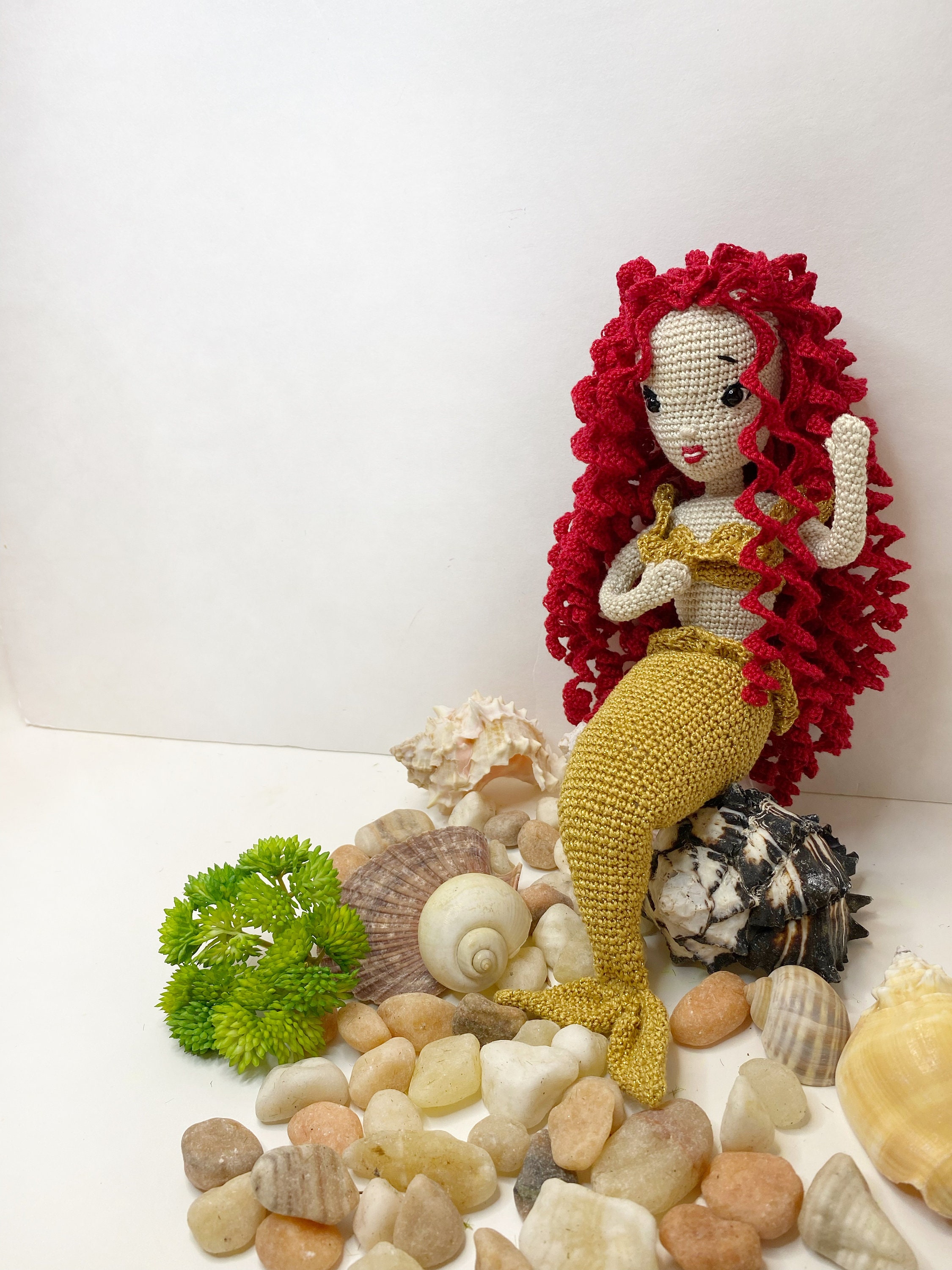 Crochet Mermaid Doll Pattern PDF, Crochet Doll, Red Hair Sea Girl, Gift ...