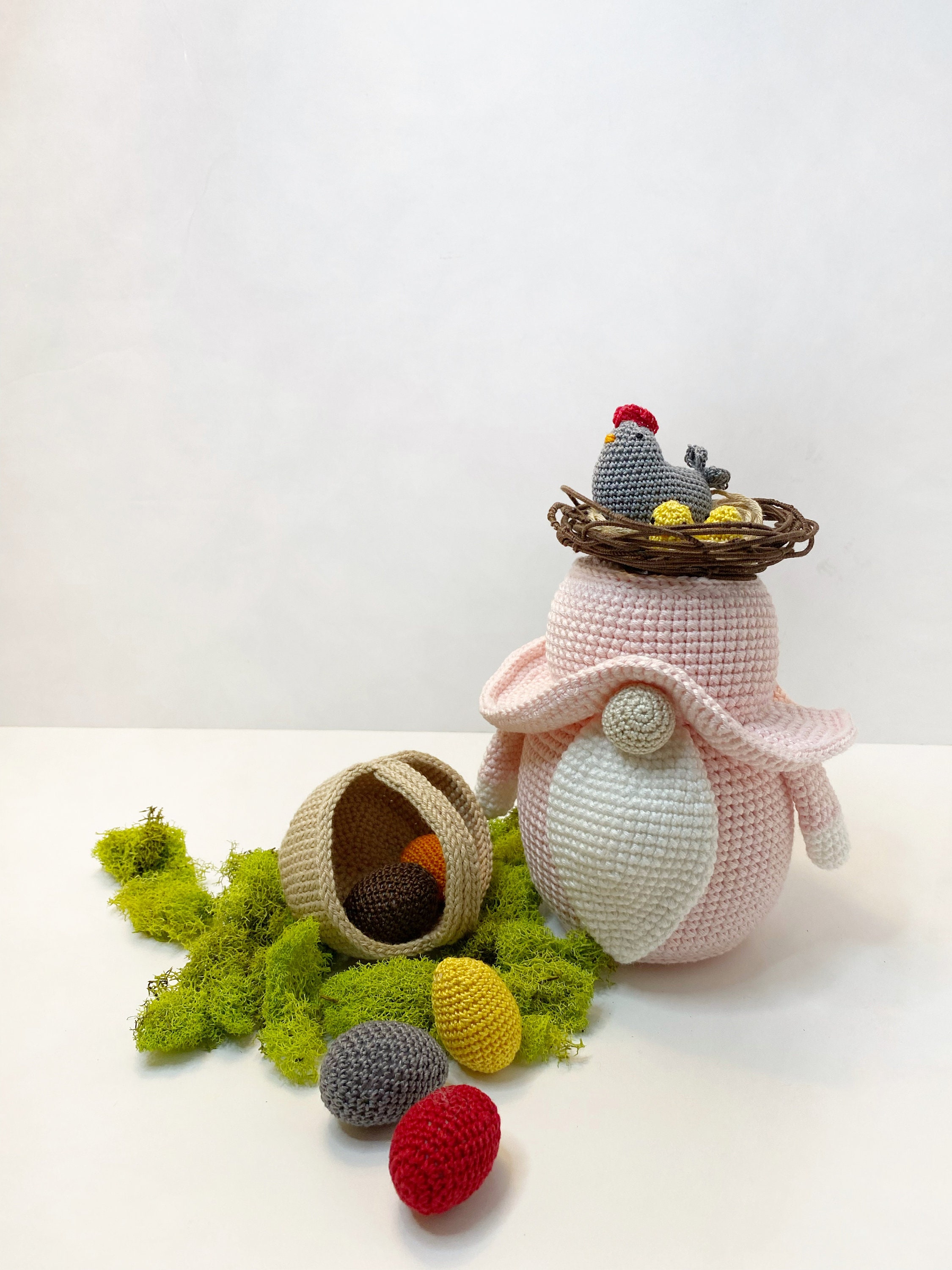 Easter Chicken Gnome Crochet Pattern PDF, Easter Decor With Nest and ...