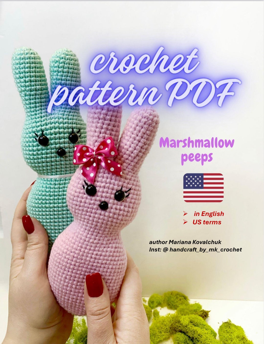 Easy Marshmallow Easter Peeps Crochet Pattern PDF, Cute Easter Decor ...