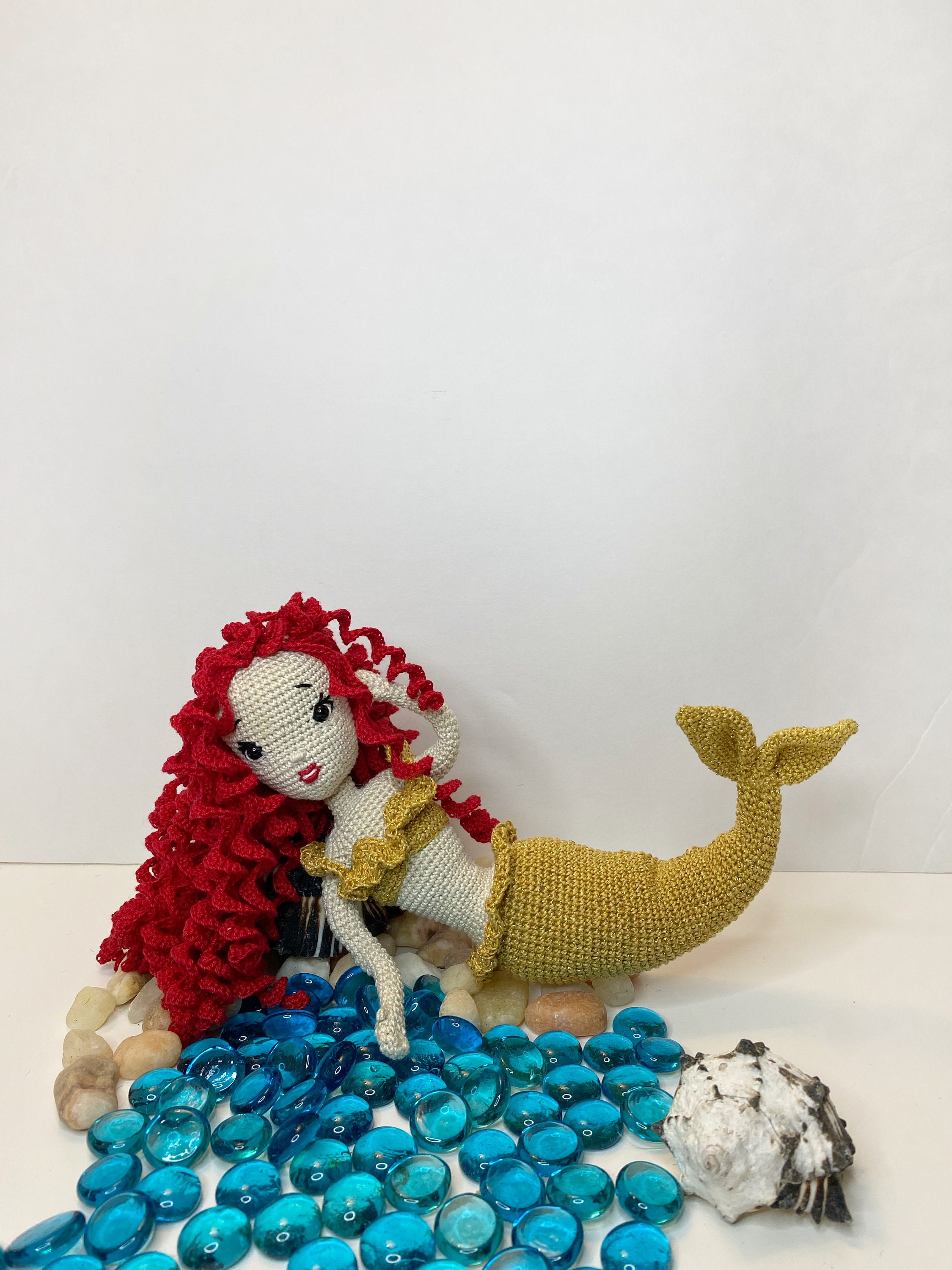 Crochet Mermaid Doll Pattern PDF, Crochet Doll, Red Hair Sea Girl, Gift ...