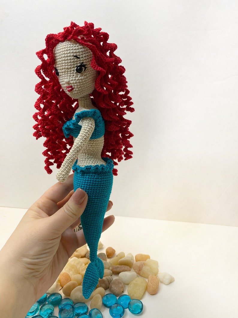 Crochet Mermaid Doll Pattern PDF, Crochet Doll, Red Hair Sea Girl, Gift ...