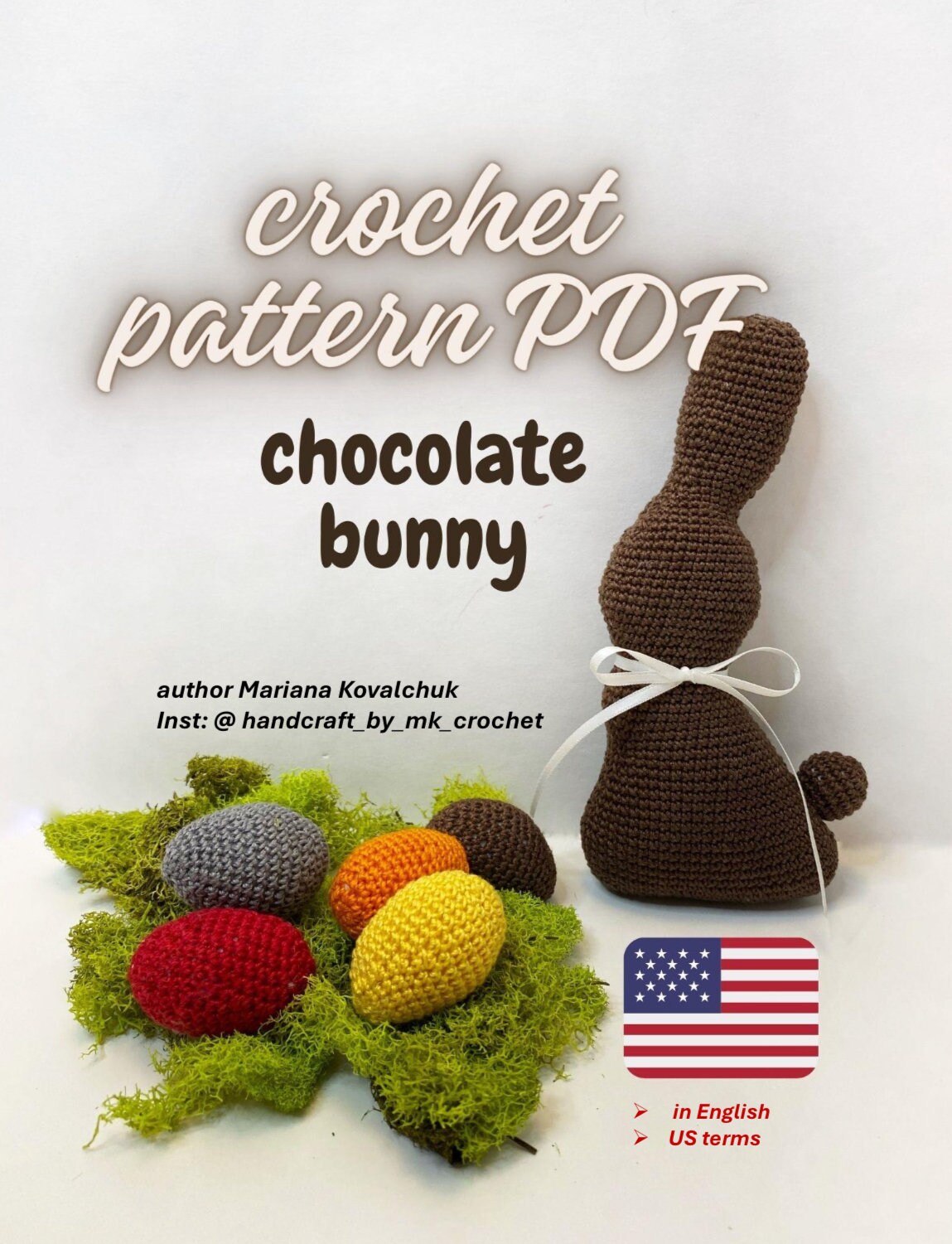 Easy Crochet Chocolate Bunny With Easter Eggs Pattern PDF, Chocolate ...