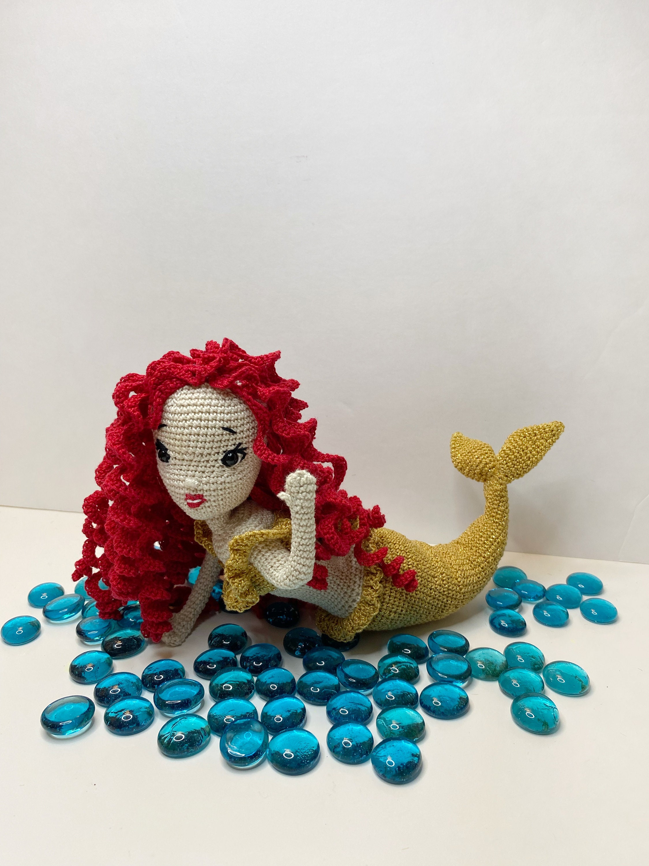 Crochet Mermaid Doll Pattern PDF, Crochet Doll, Red Hair Sea Girl, Gift ...