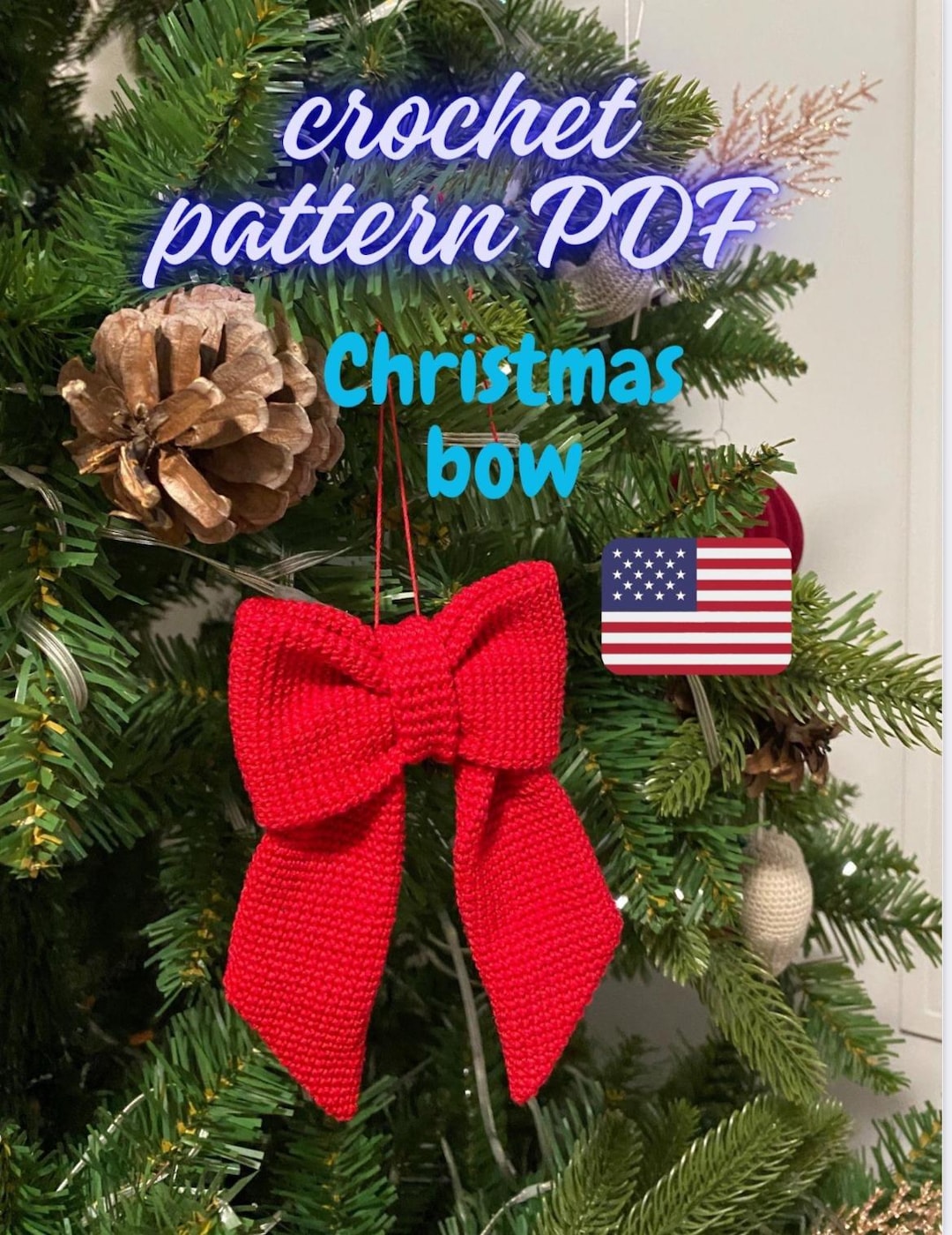 Classic Christmas Bow Crochet Pattern PDF, Festive Red Bows Decorations ...