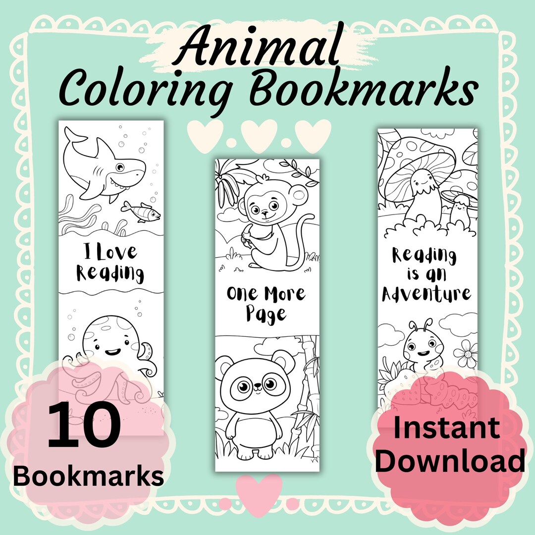 Critter Color: Adorable Animal Coloring Bookmarks Cute Animal Designs ...