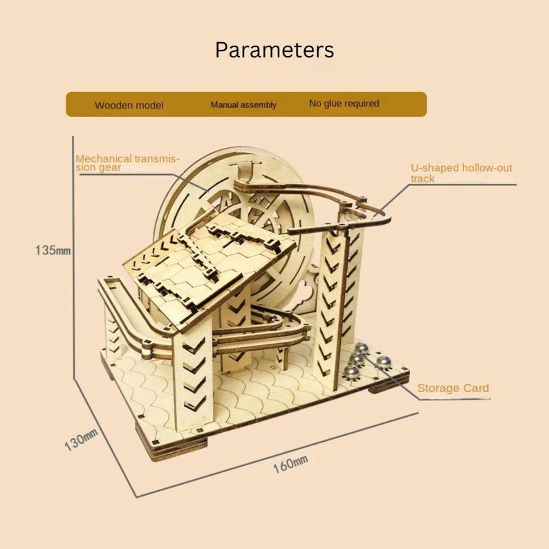 Marble Run Maze Wooden 3D Puzzle, DIY Marble Mechanical Gear Track Ball ...