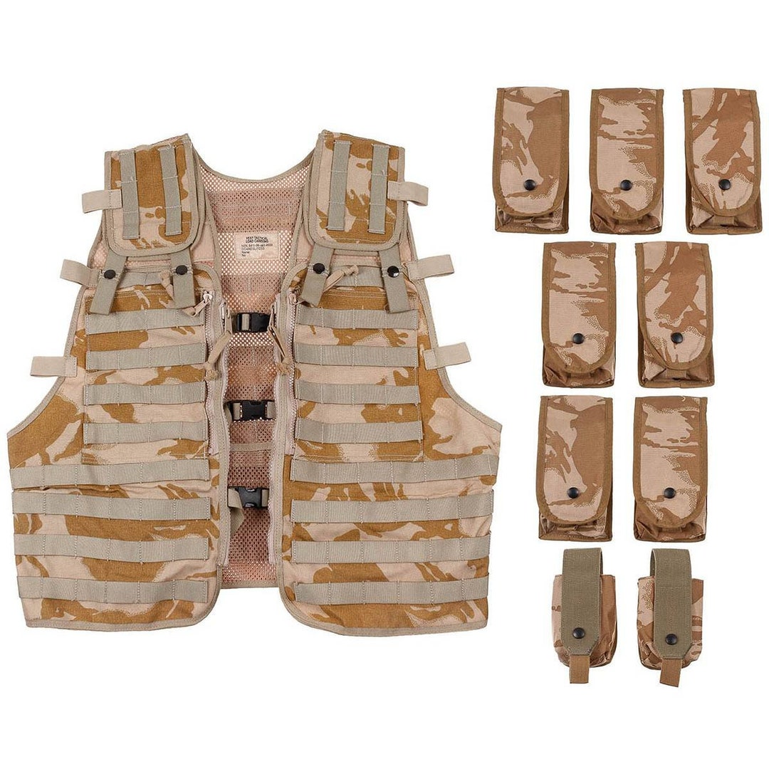 Load Carrying Tactical Vest With 9 Pouches Dpm Desert - Etsy