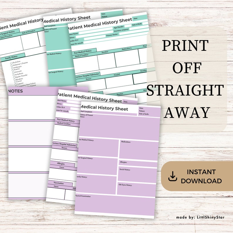 Medical History Form Printable Family Medical History Template ...