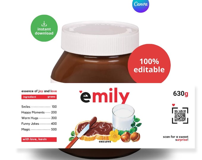 Personalised Nutella Chocolate Spread Label Valentine Limited Edition ...