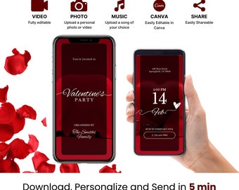 Editable Digital Valentine Invitation, Electronic Valentine Party ...
