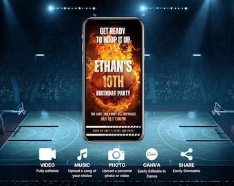 Editable Basketball Invitation Template, Basketball Birthday Invitation ...