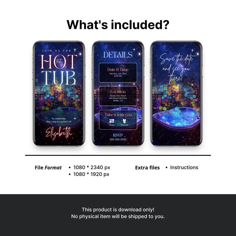 Animated Hot Tub Party Invitation: Editable Canva Template (digital) - Etsy