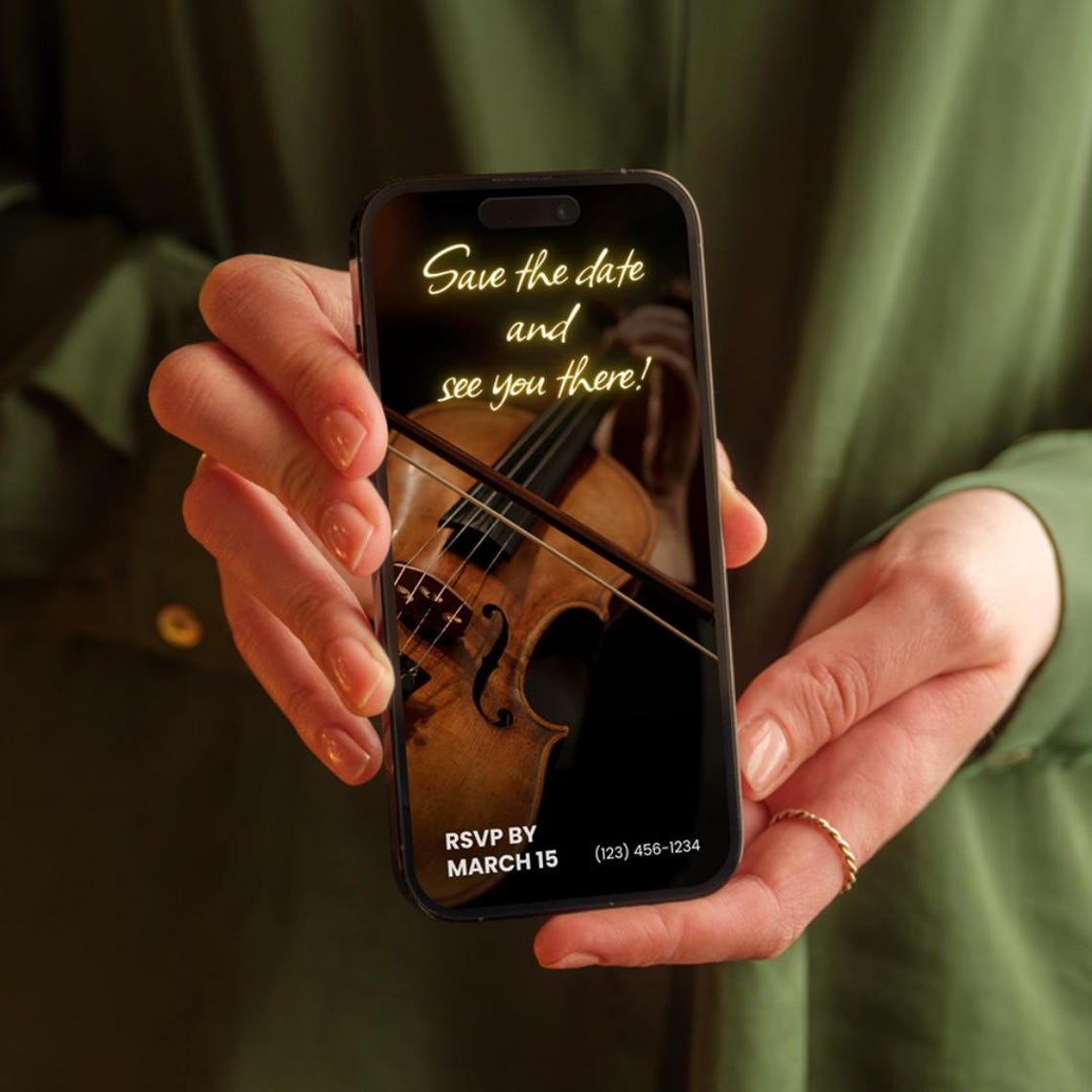 Animated Jazz Night Birthday Invitation: Elegant Violin Music (digital ...