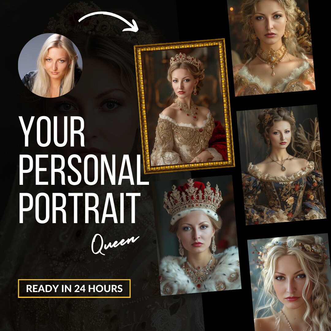 Custom Queen Portrait From Photo: Personalized Royal Wall Art (digital ...