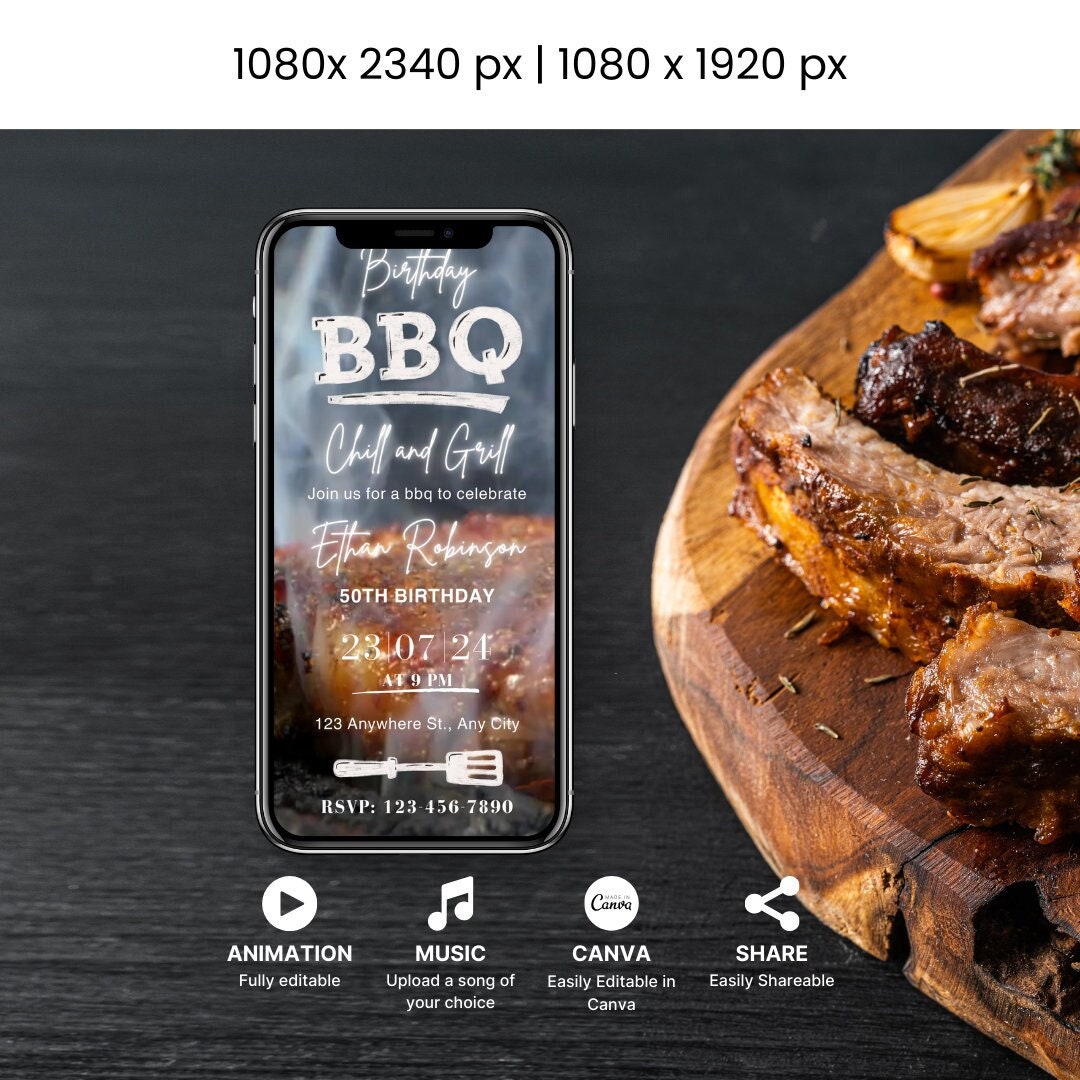 Birthday Chill & Grill Invitation, Backyard Bbq Invitation Template ...