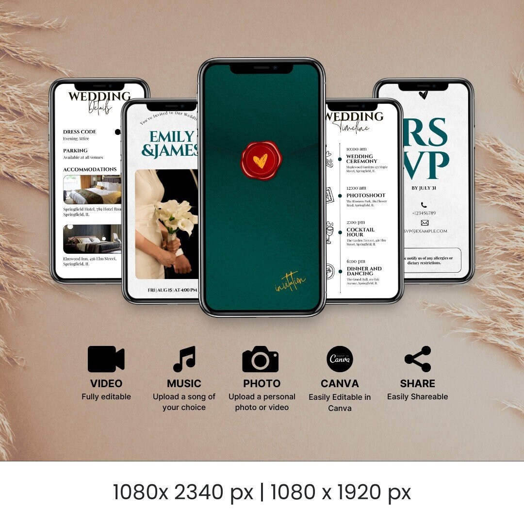 Animated Wedding Invitation Electronic Minimalist Editable Invitate ...