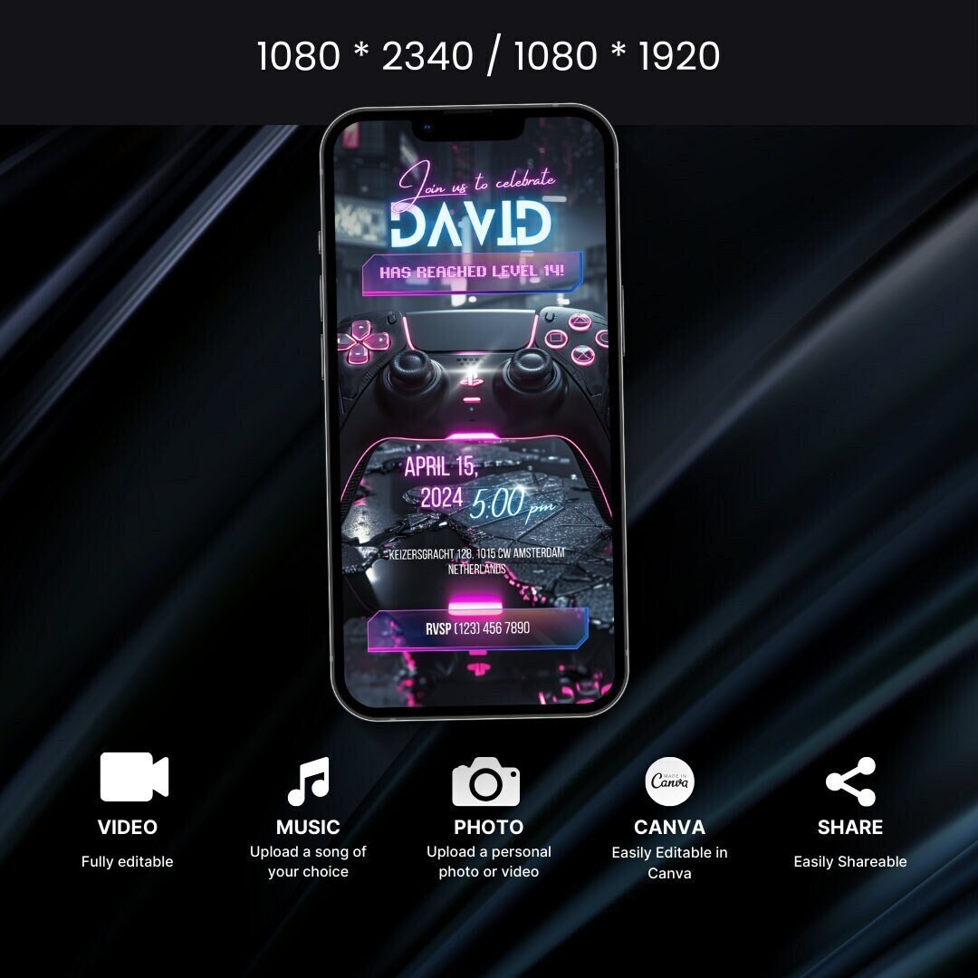 Editable Video Game Party Invitation, Level up Birthday Invite, Gamer ...