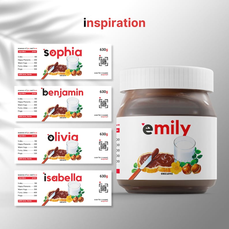 A Personalized Nutella Jar Label Printable Digital File for Birthdays ...