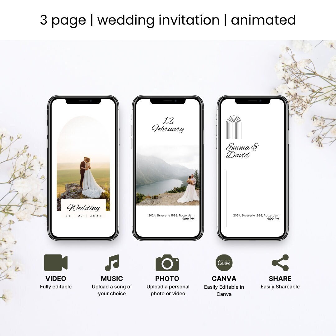Animated Modern Wedding, Video Invitation Template, Instant Download ...