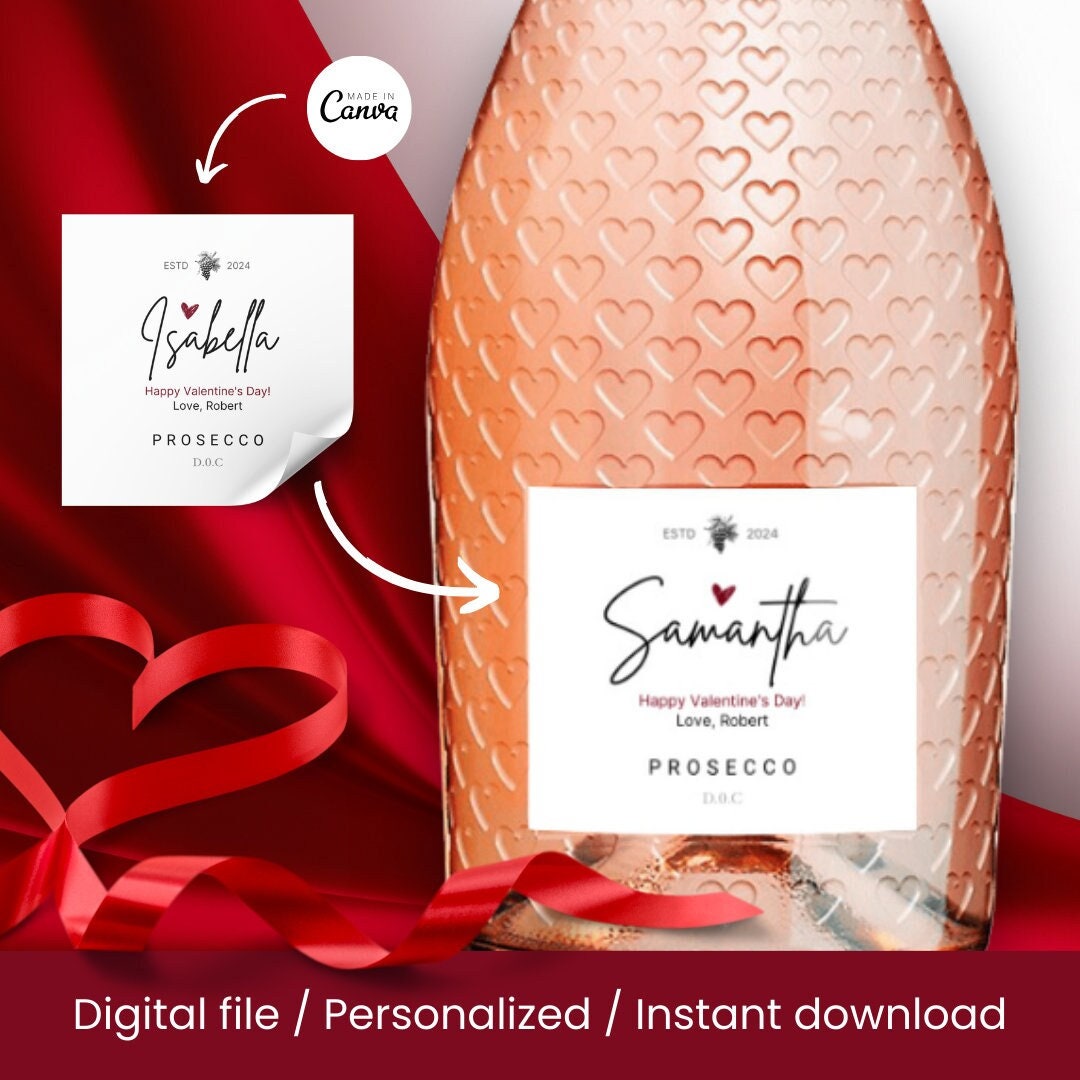 Personalized Champagne Label Sticker - Unique Valentine's Day Surprise ...