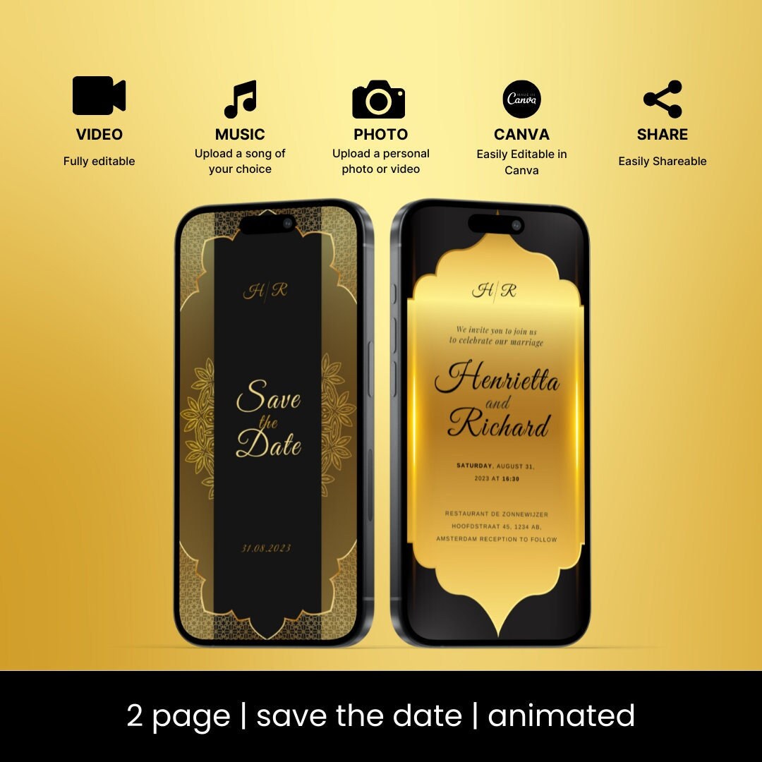 Luxury Islamic Wedding Invite, Animated Digital Template, Elegant ...