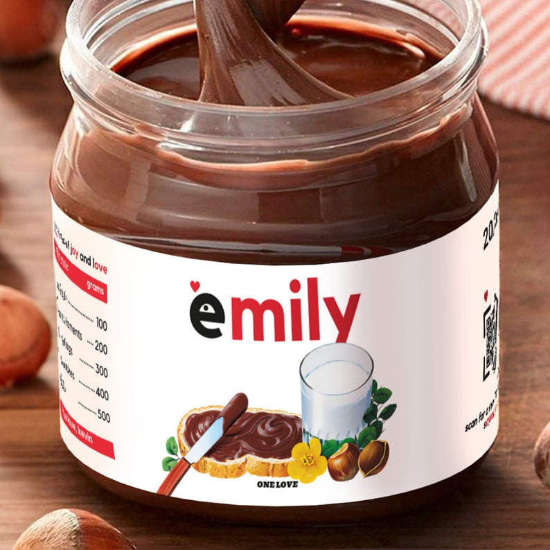 A Personalized Nutella Jar Label Printable Digital File for Birthdays ...