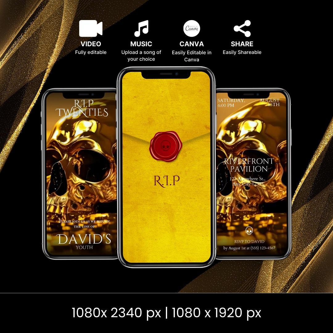 Animated VIP Birthday R.I.P. Invitation, Editable Digital Template ...