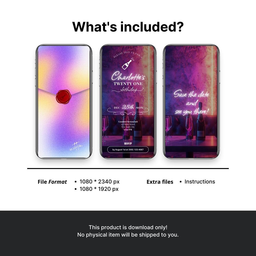 Animated Night Club Theme Birthday Invitation, Editable Invite, Party ...