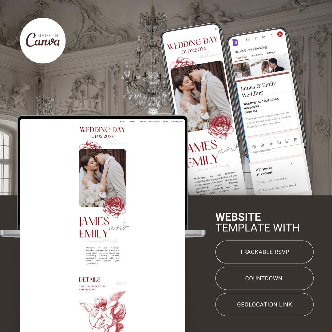 All-in-one Wedding Website Canva Template With Countdown Timer, RSVP ...