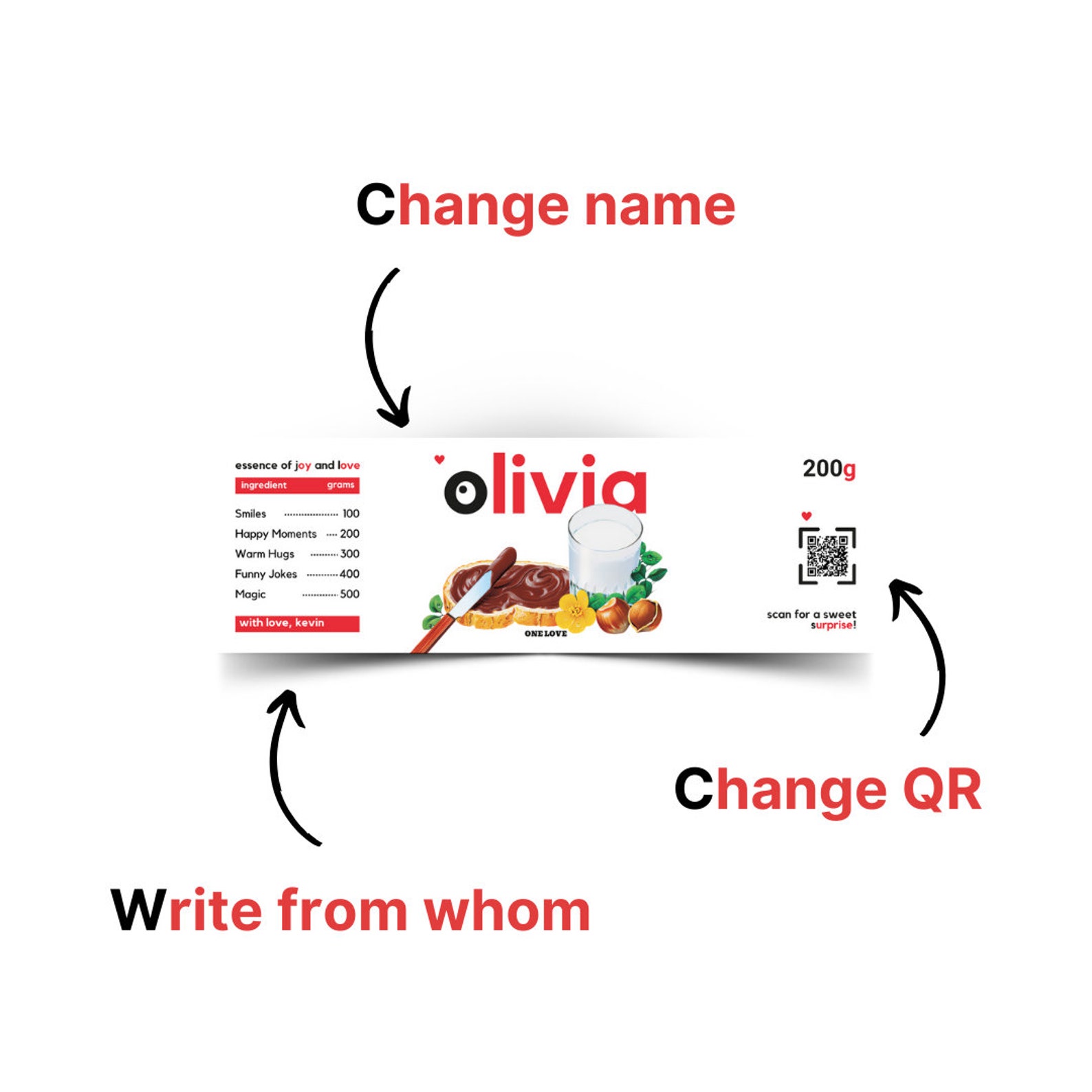 A Personalized Nutella Jar Label Printable Digital File for Birthdays ...