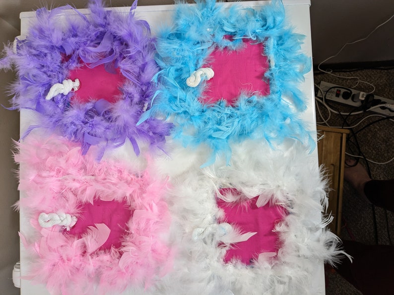 Four 4 Baby Animal Wall Hangings With Feather Boa Borders Diamond Art ...