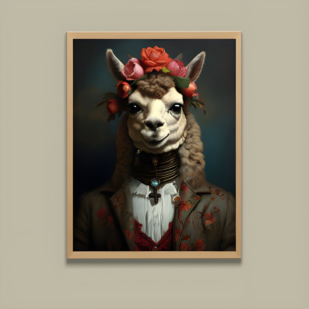 Alpaca Wall Art, Printable Alpaca Art Print, Renaissance Painting ...
