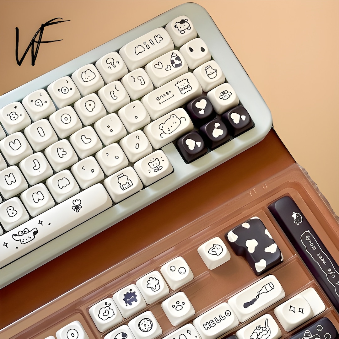 141 MOA Profile Keycaps, PBT Keycaps, Cow Theme Keycap Set, Dye ...