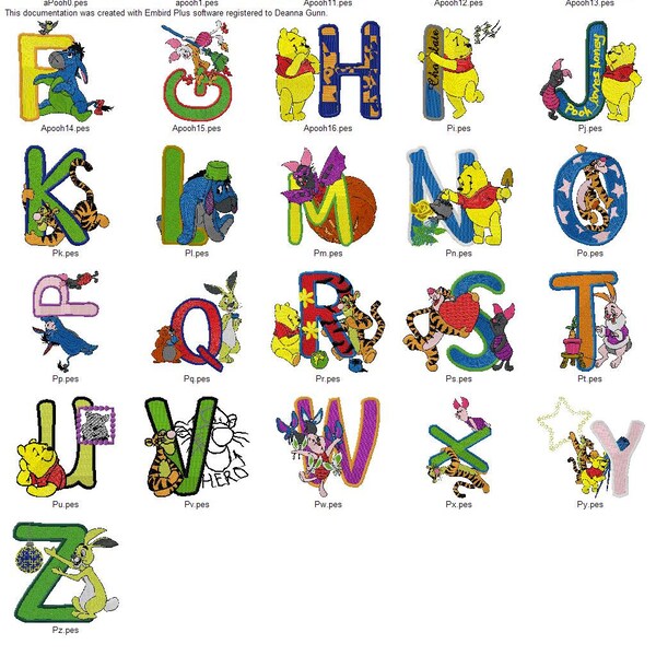 Winnie the Pooh Embroidery Alphabet - Etsy