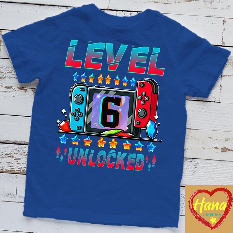 6th Birthday Boy Level 6 Unlocked Video Gamer Birthday T-shirt - Custom ...