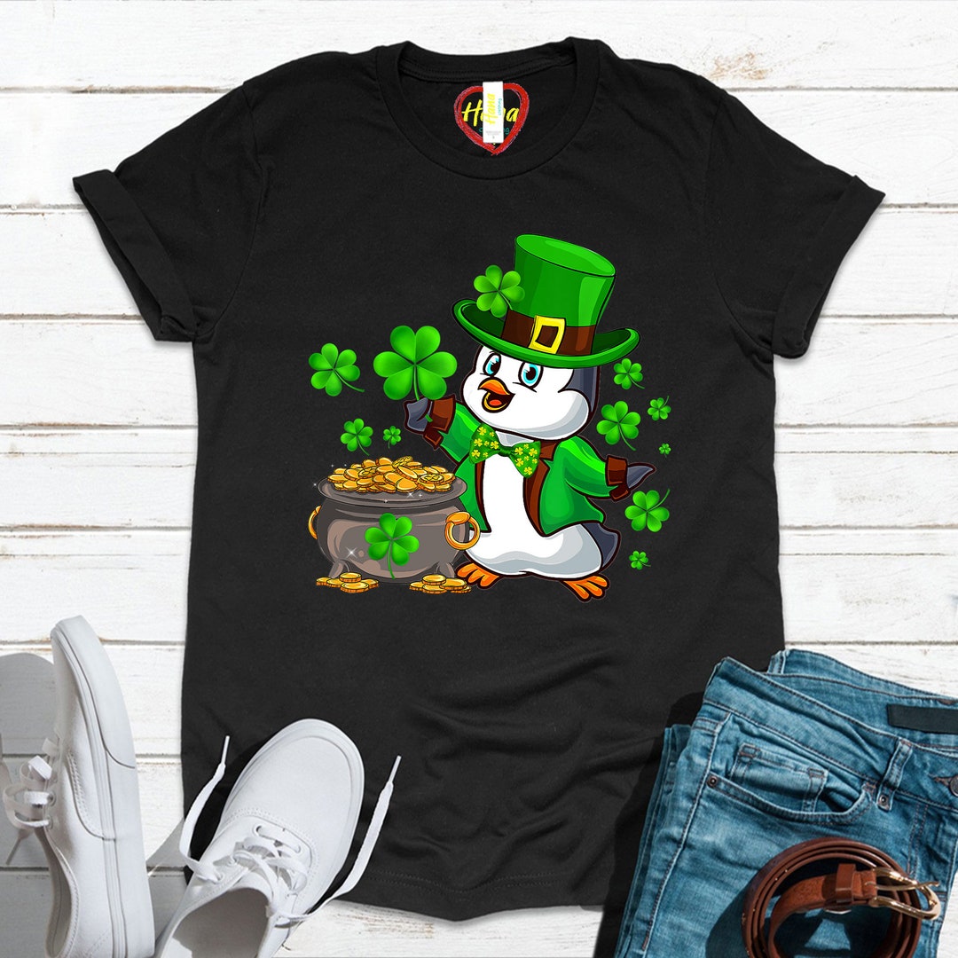 Irish Penguin Shamrock St Patricks Day Penguin Irish Gift T-shirt - Etsy