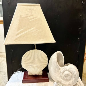 Matching Set of 2 Seashell Lamps Table Lamp Light Nautical Decor Beach ...