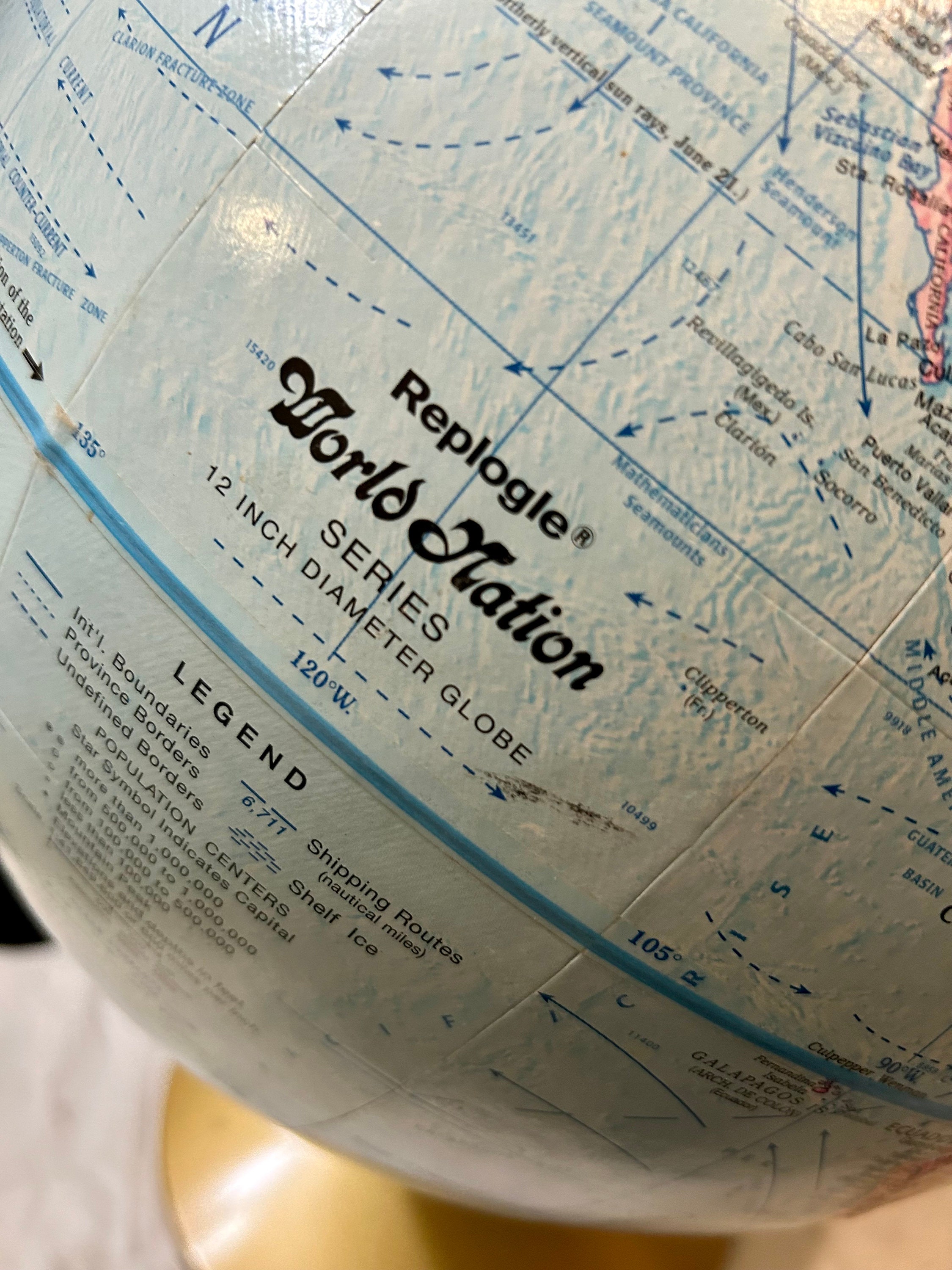 Replogle Raised Pedestal Rotating Blue Globe Home Classroom Office ...